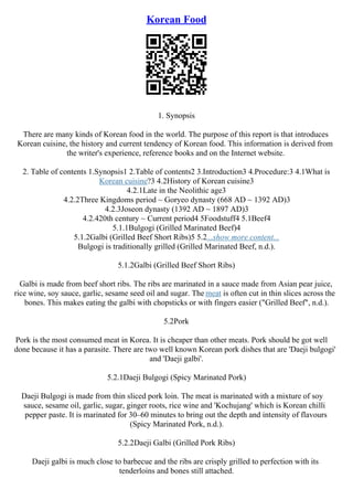 Traditional Food Essay | PDF