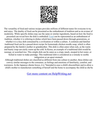 Traditional Food Essay | PDF