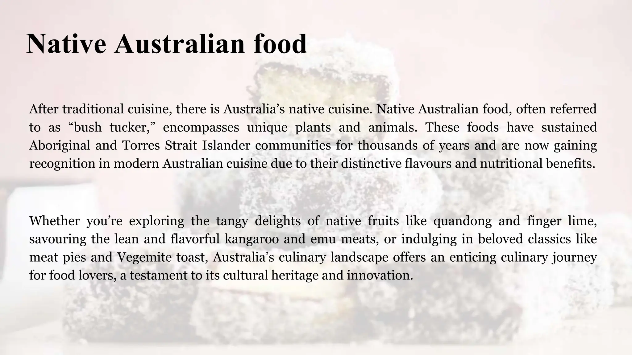 Traditional Foods Of Australia and The History | PPTX