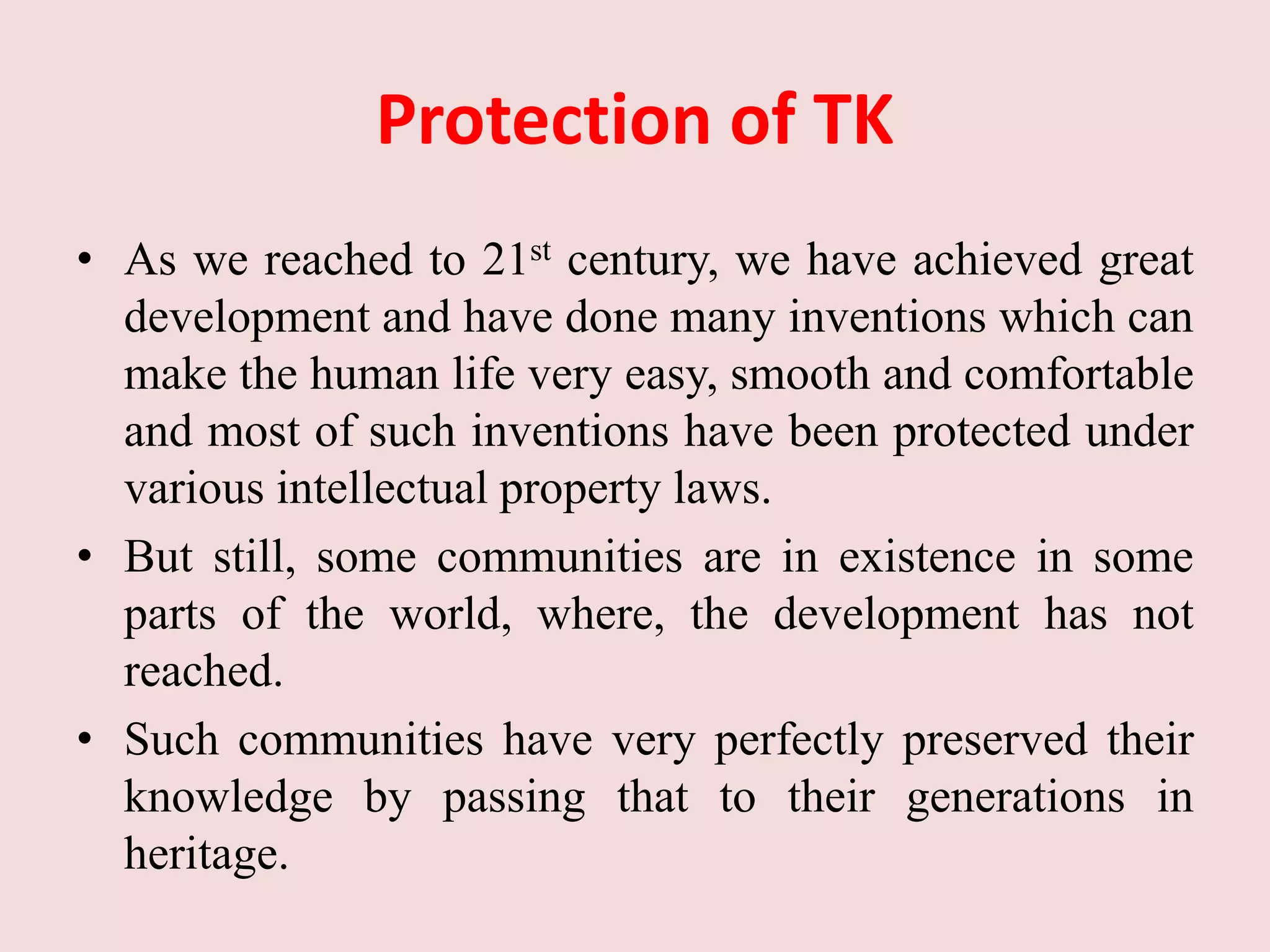Traditional knowledge definition, scope and importance, Protection ...