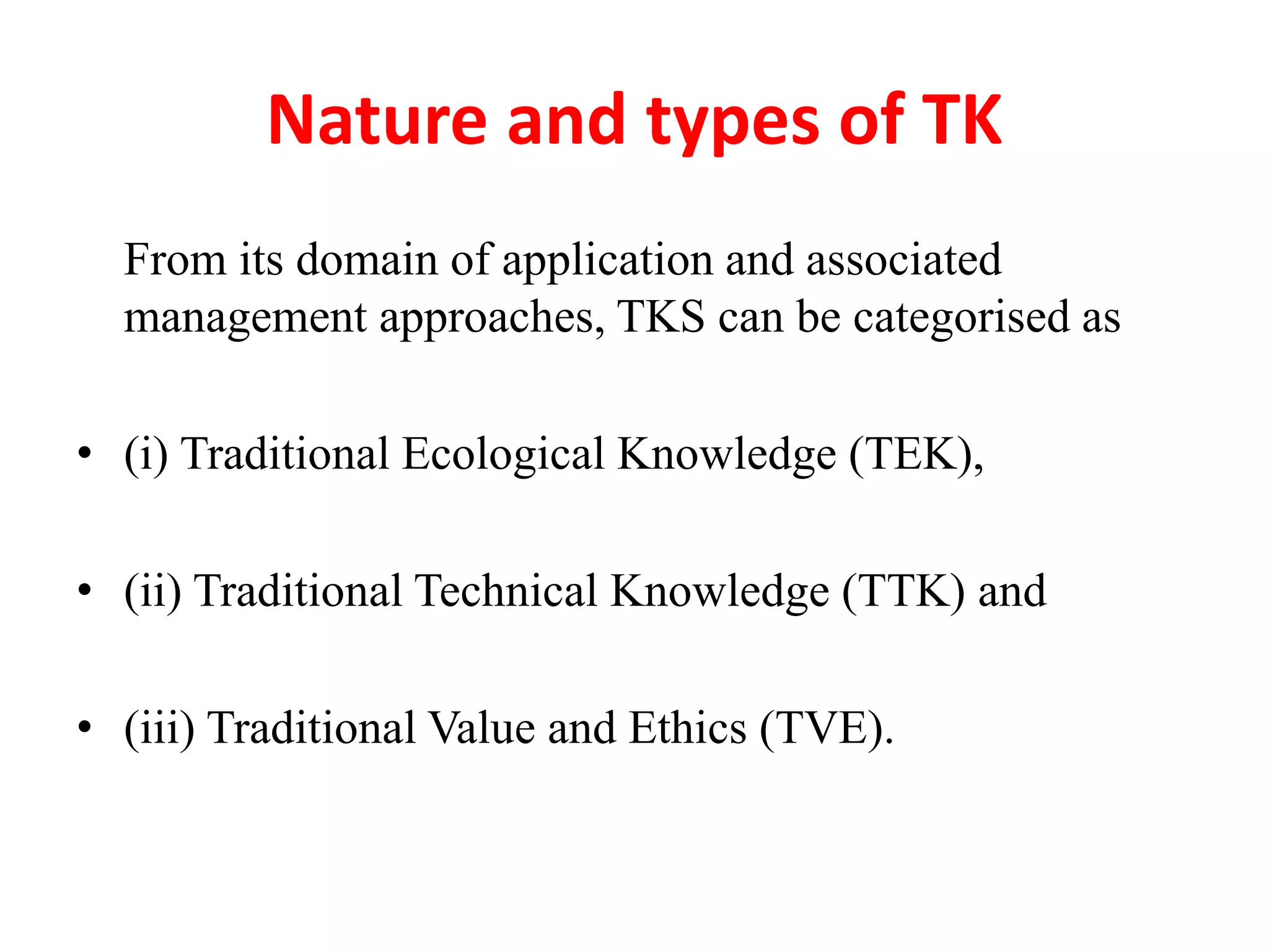 Traditional knowledge definition, scope and importance, Protection ...
