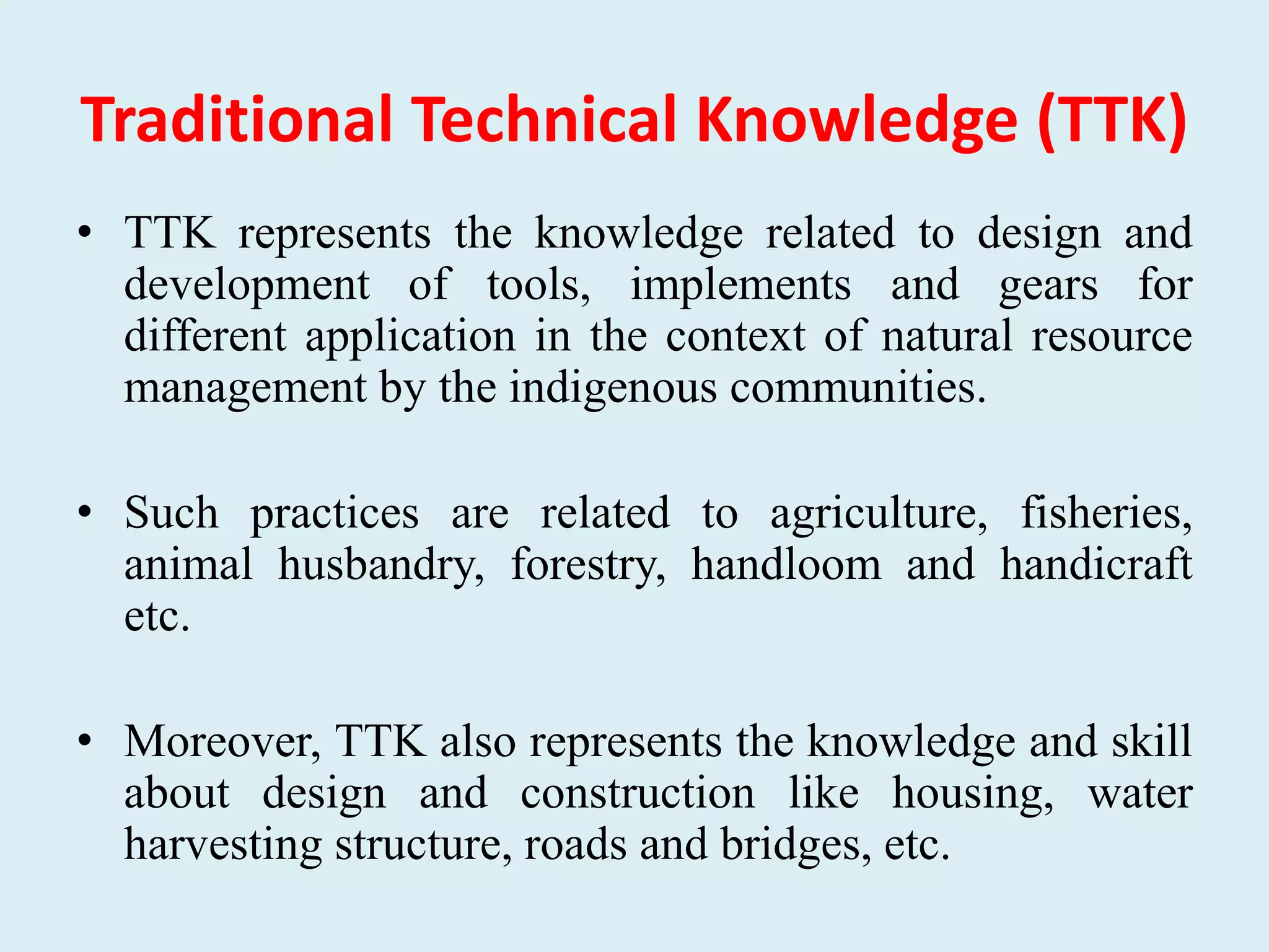 Traditional knowledge definition, scope and importance, Protection ...