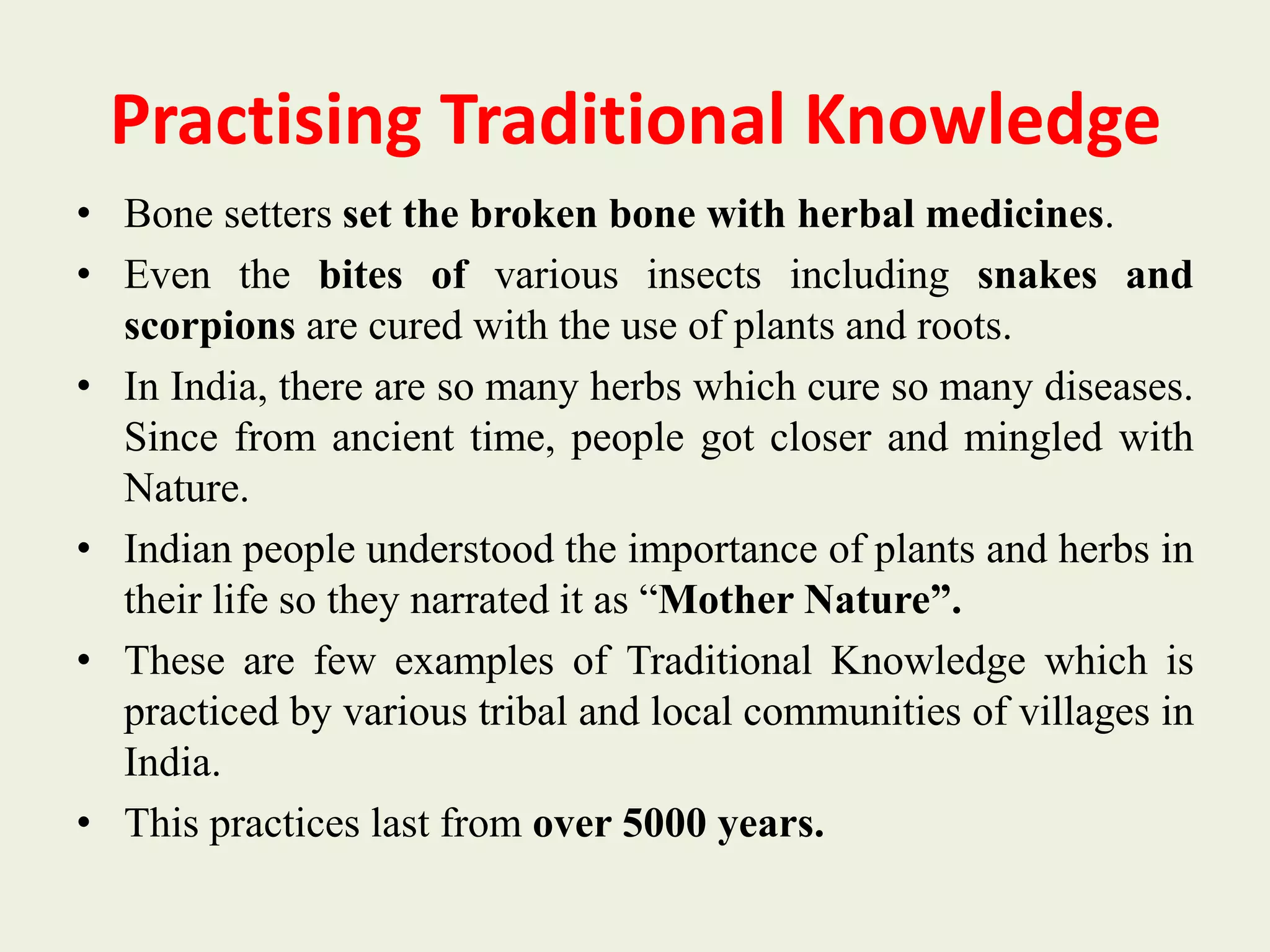 Traditional knowledge definition, scope and importance, Protection ...