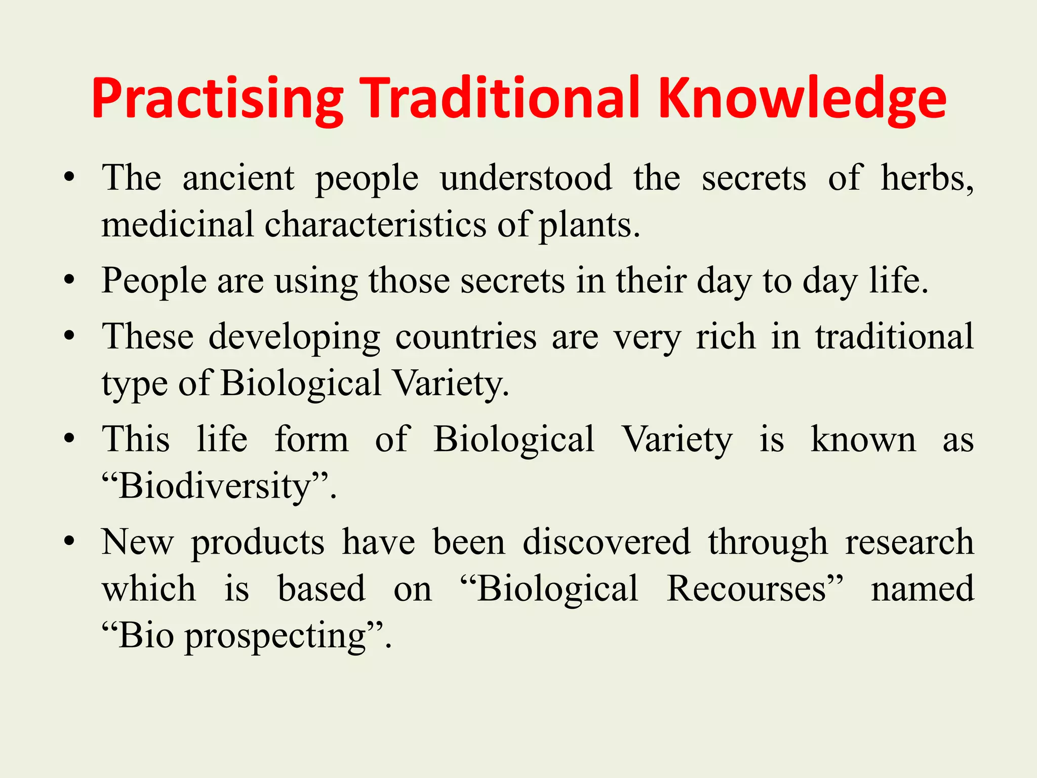 Traditional knowledge definition, scope and importance, Protection ...