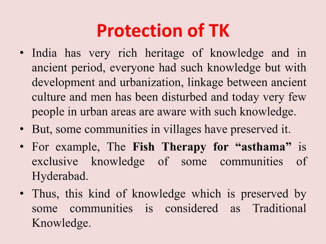 Traditional knowledge definition, scope and importance, Protection ...