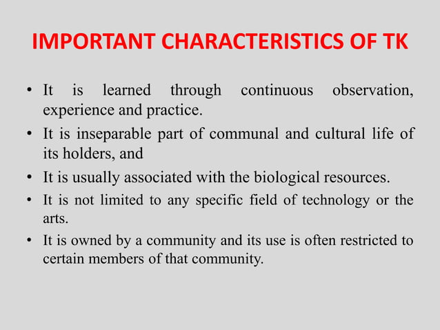 Traditional knowledge definition, scope and importance, Protection ...