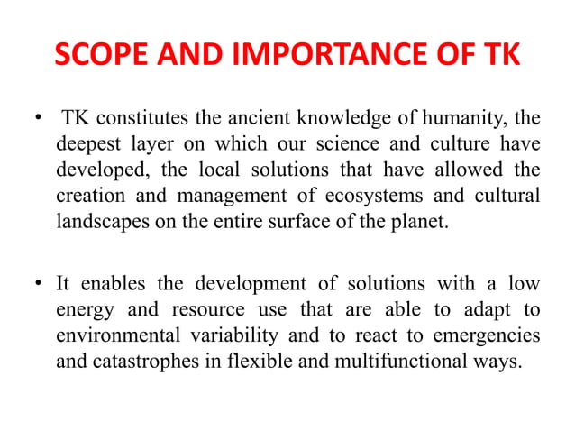 Traditional knowledge definition, scope and importance, Protection ...