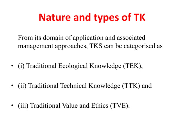 Traditional knowledge definition, scope and importance, Protection ...