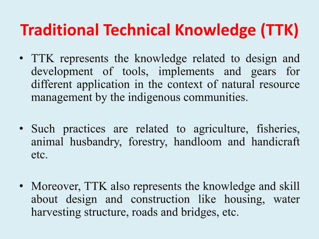 Traditional knowledge definition, scope and importance, Protection ...