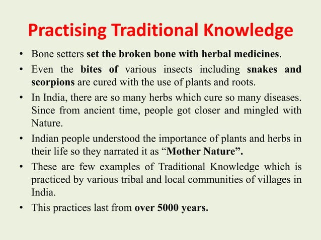 Traditional knowledge definition, scope and importance, Protection ...