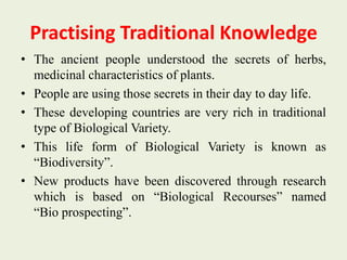 Traditional knowledge definition, scope and importance, Protection ...