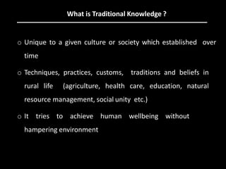 Traditional knowledge in climate smart agriculture | PPTX
