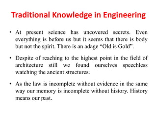 Traditional knowledge in engineering common to all groups EITK R-19 ...