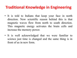 Traditional knowledge in engineering common to all groups EITK R-19 ...