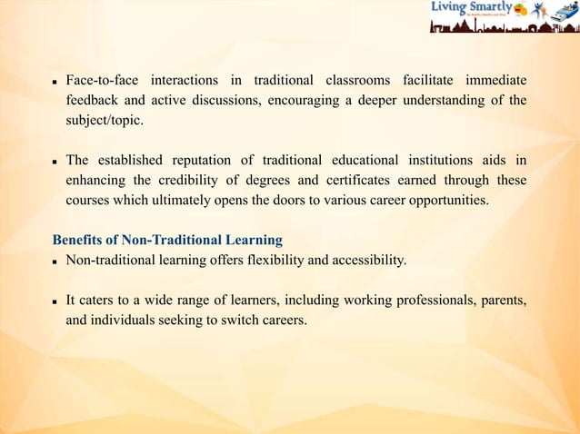 Traditional Learners vs. Non-Traditional Learners | PPT