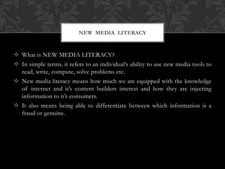 Traditional media literacy vs new media literacy | PPTX