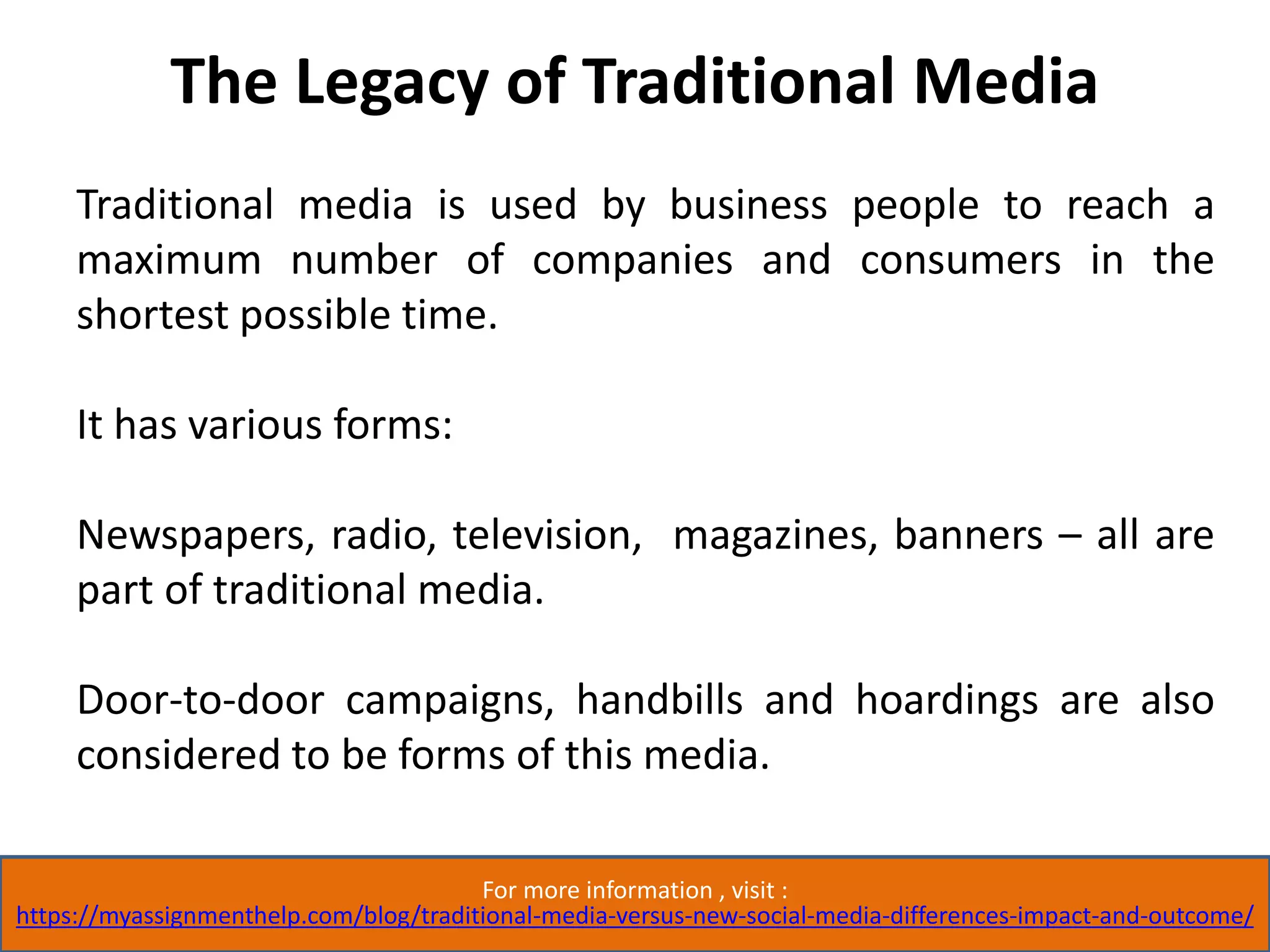 Traditional Media Versus New Social Media Differences, Impact And ...