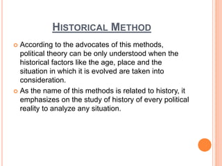 Traditional methods of political science | PPTX