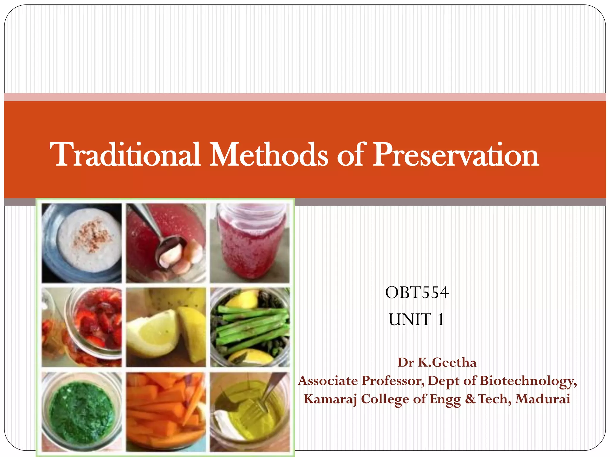 Traditional methods of preservation | PDF