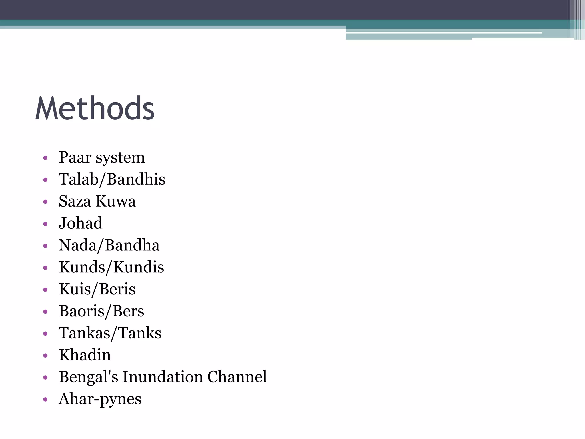 Traditional methods of rain water harvesting | PPTX