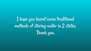 Traditional methods of water storage | PDF