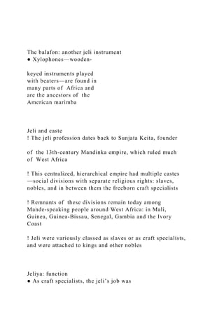 Traditional Music Mali music, power, and hybridity.docx