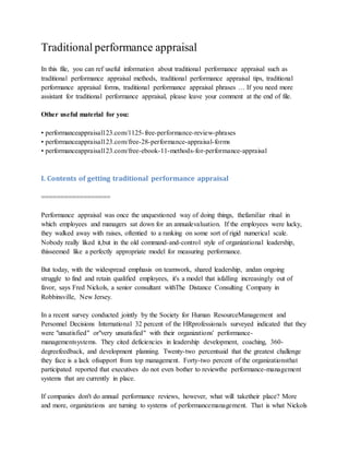 Traditional performance appraisal | DOCX