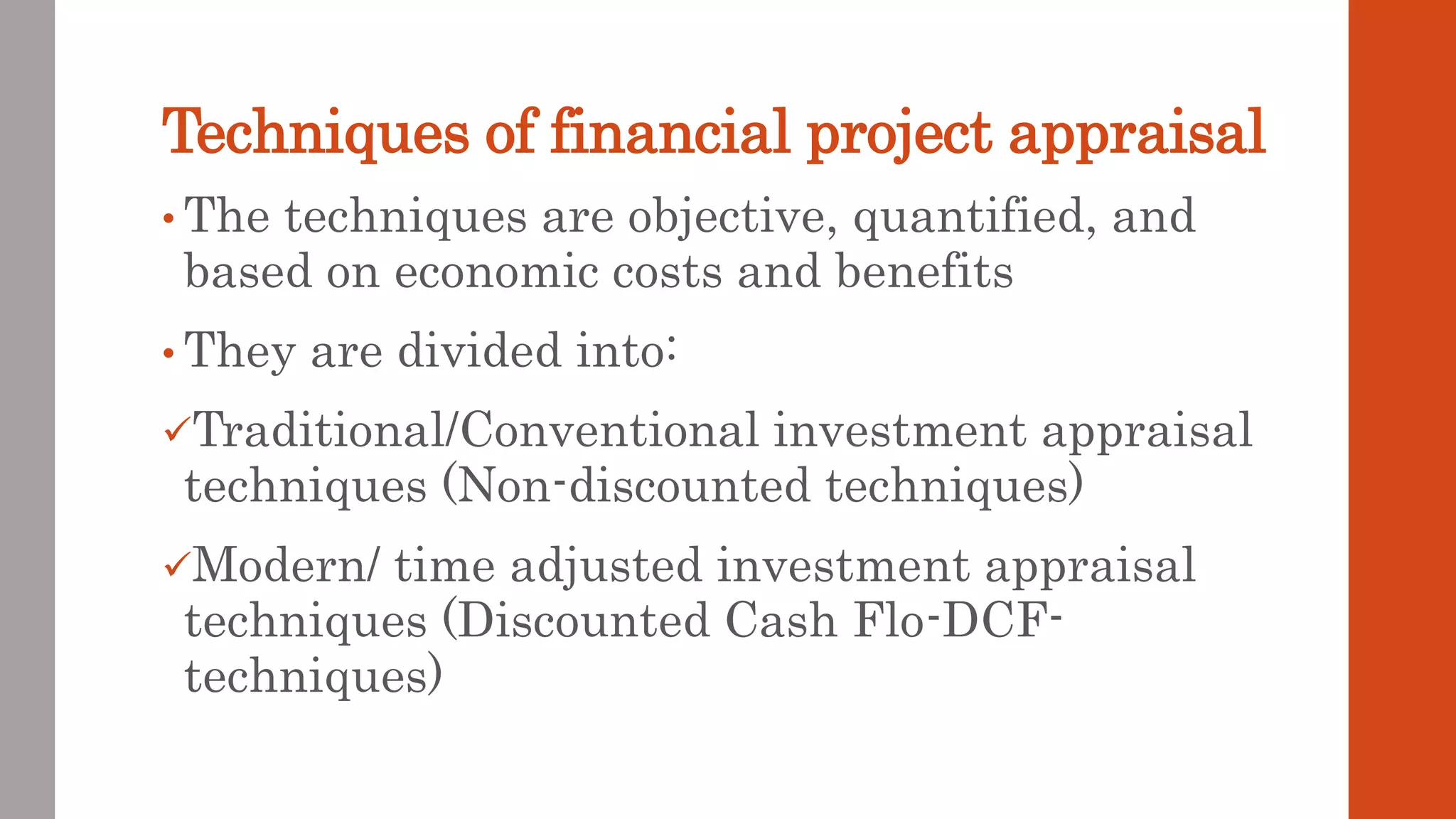 Traditional project financial appraisal | PPTX