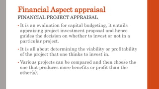 Traditional project financial appraisal | PPTX