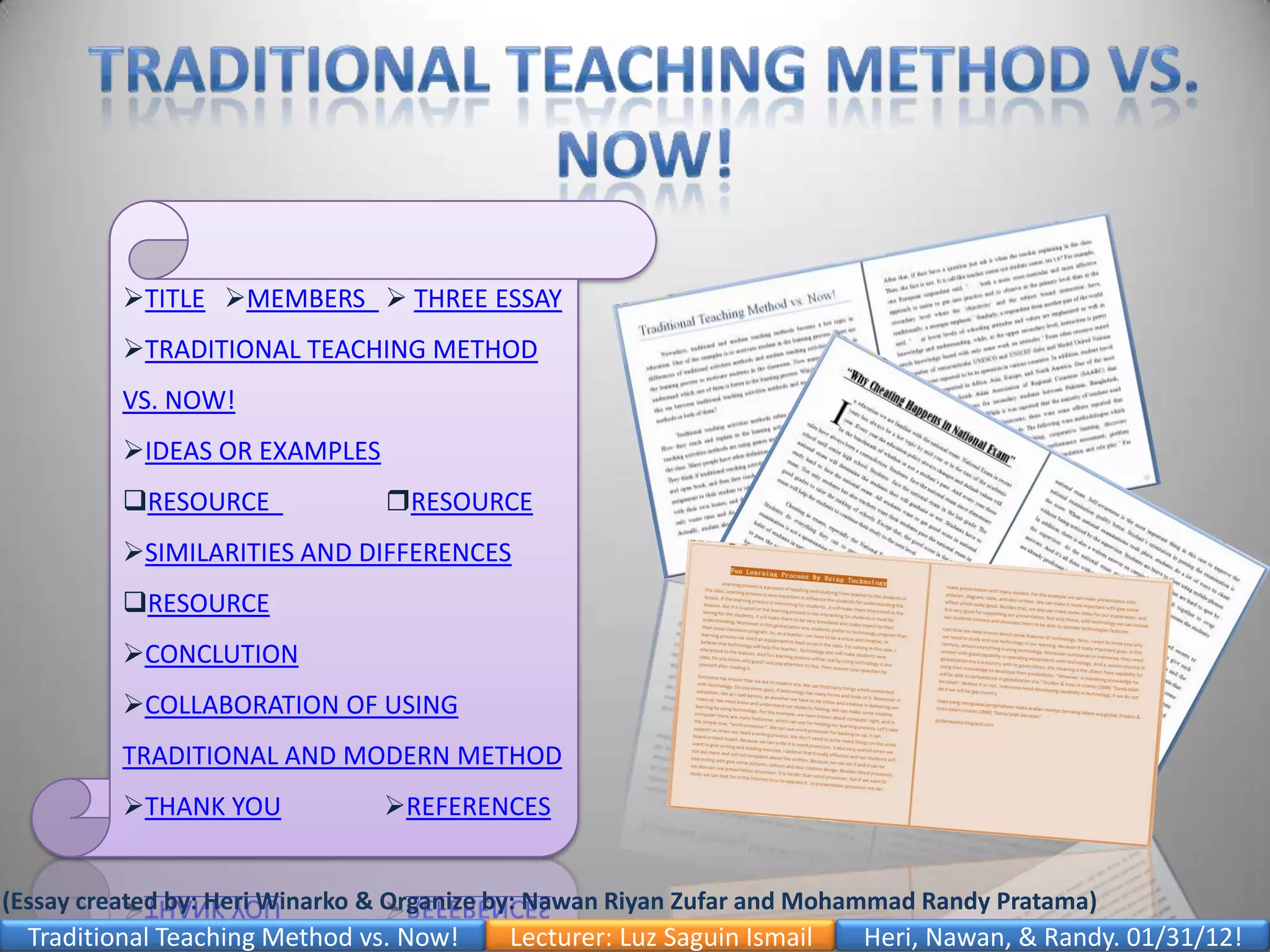 Traditional Teaching Method vs Now | PPSX