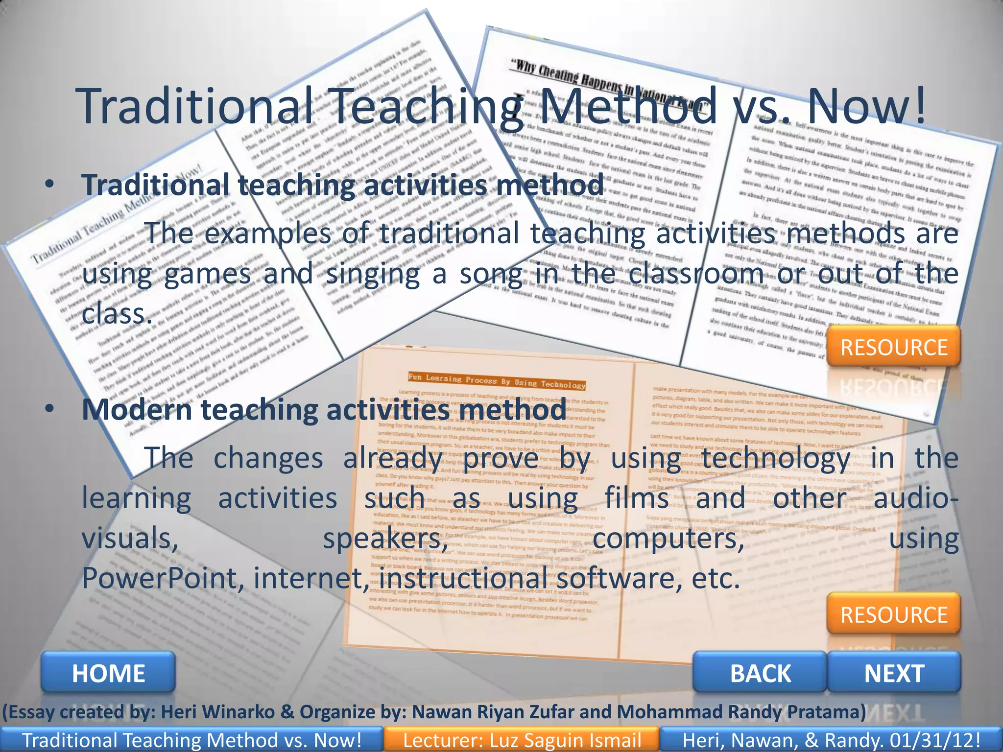 Traditional Teaching Method vs Now | PPSX