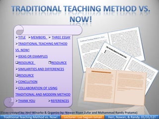 Traditional Teaching Method vs Now | PPSX