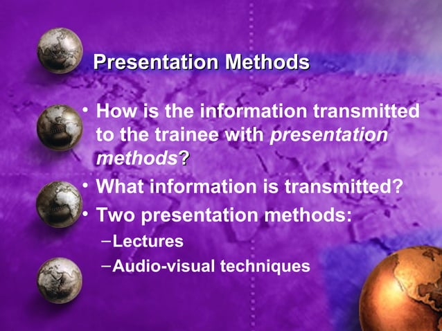 Traditional training methods | PPT | Business | Business and Finance