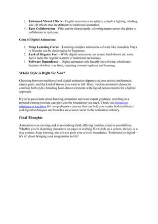 Traditional vs Digital Animation : Anipixart | DOCX