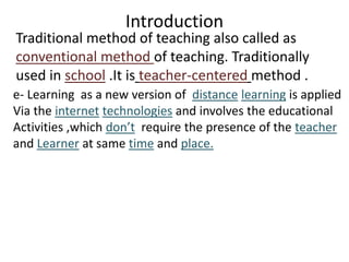 Traditional vs e- learning | PPT | Free Download