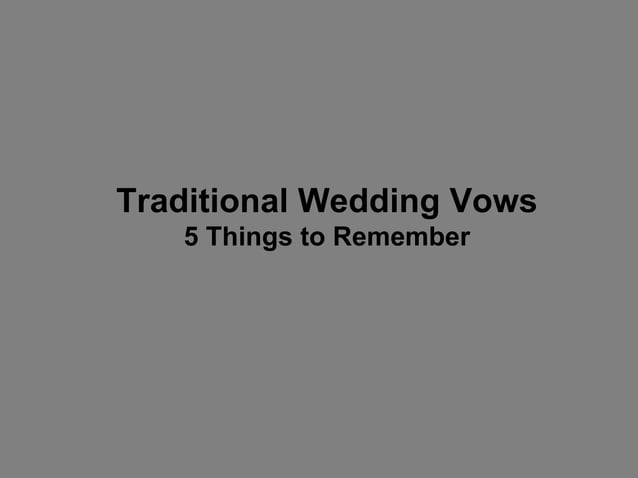 Traditional Wedding Vows | PPT