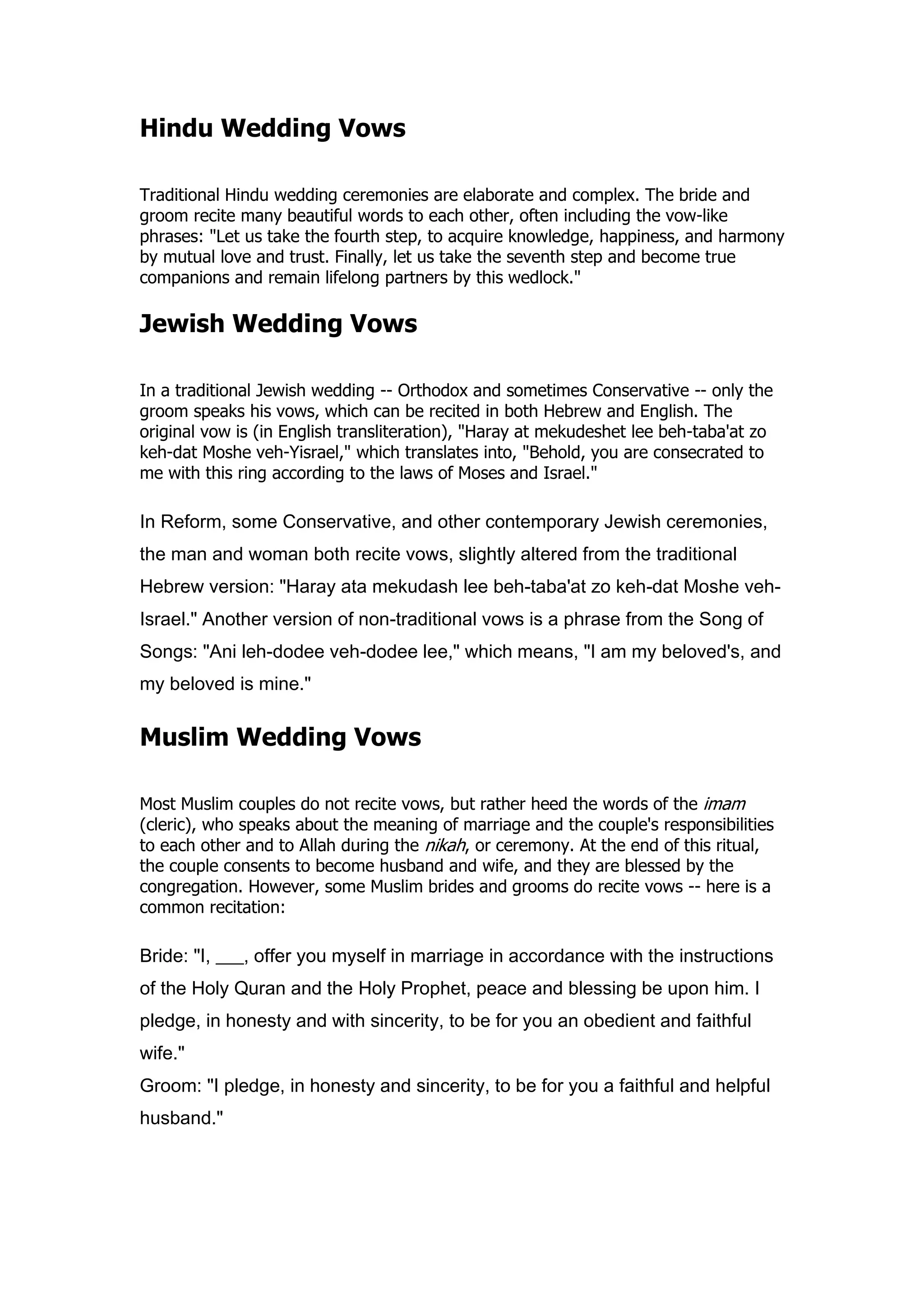 Traditional wedding vows | DOCX