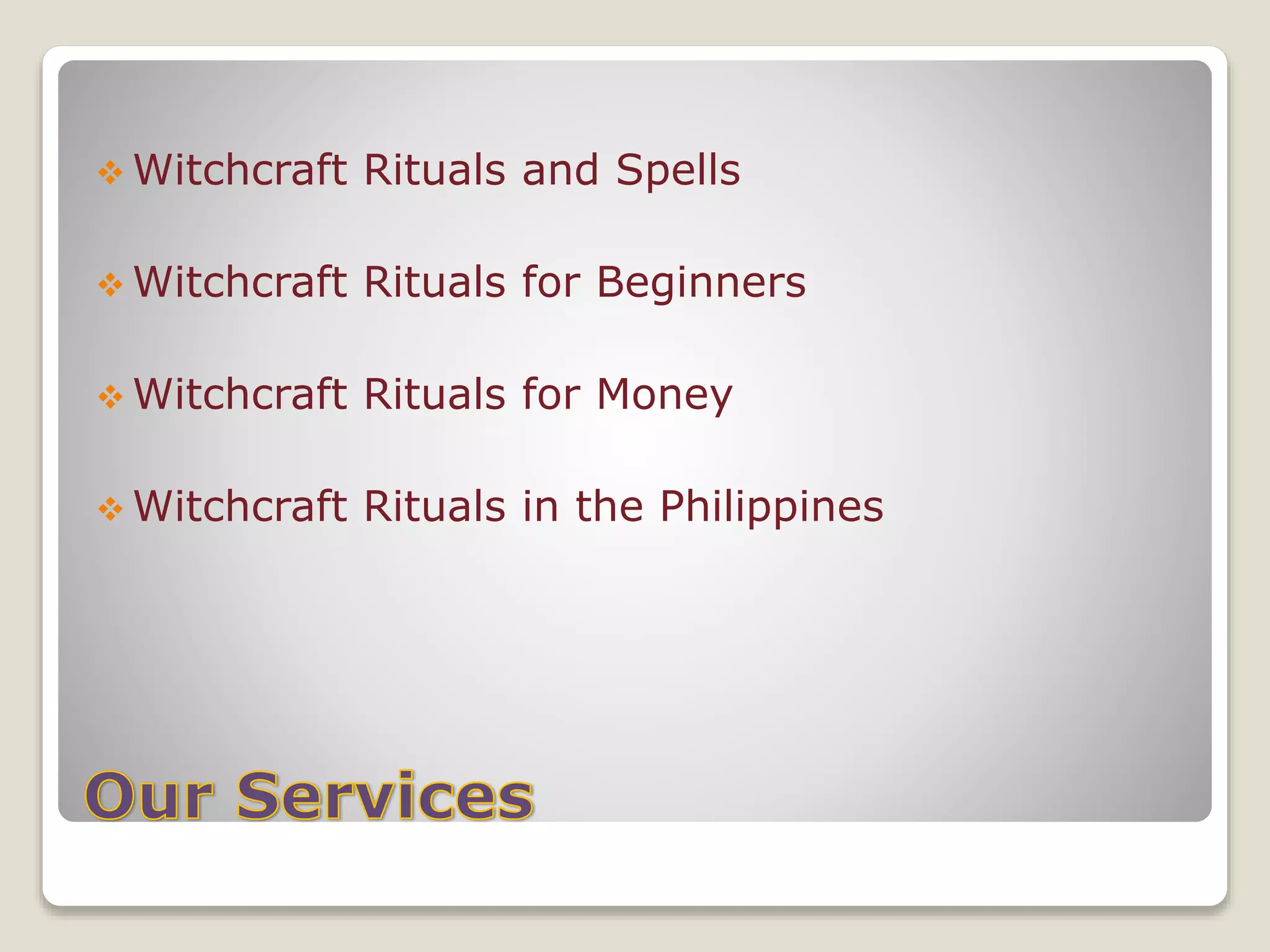 Traditional witchcraft rituals | PPT
