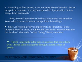 Tradition and individual talent | PPT