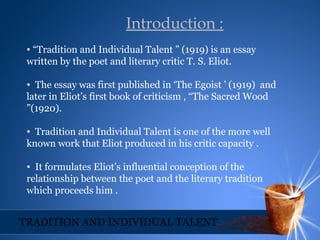 Tradition and individual talent | PPT