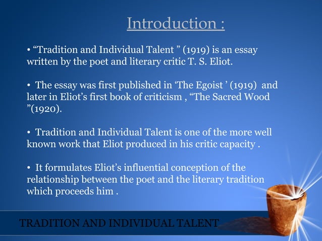 Tradition and individual talent | PPT | Poetry | Books and Literature
