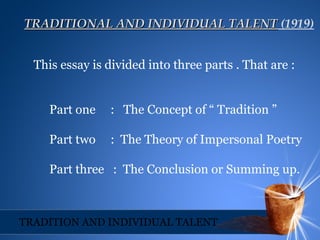 Tradition and individual talent | PPT
