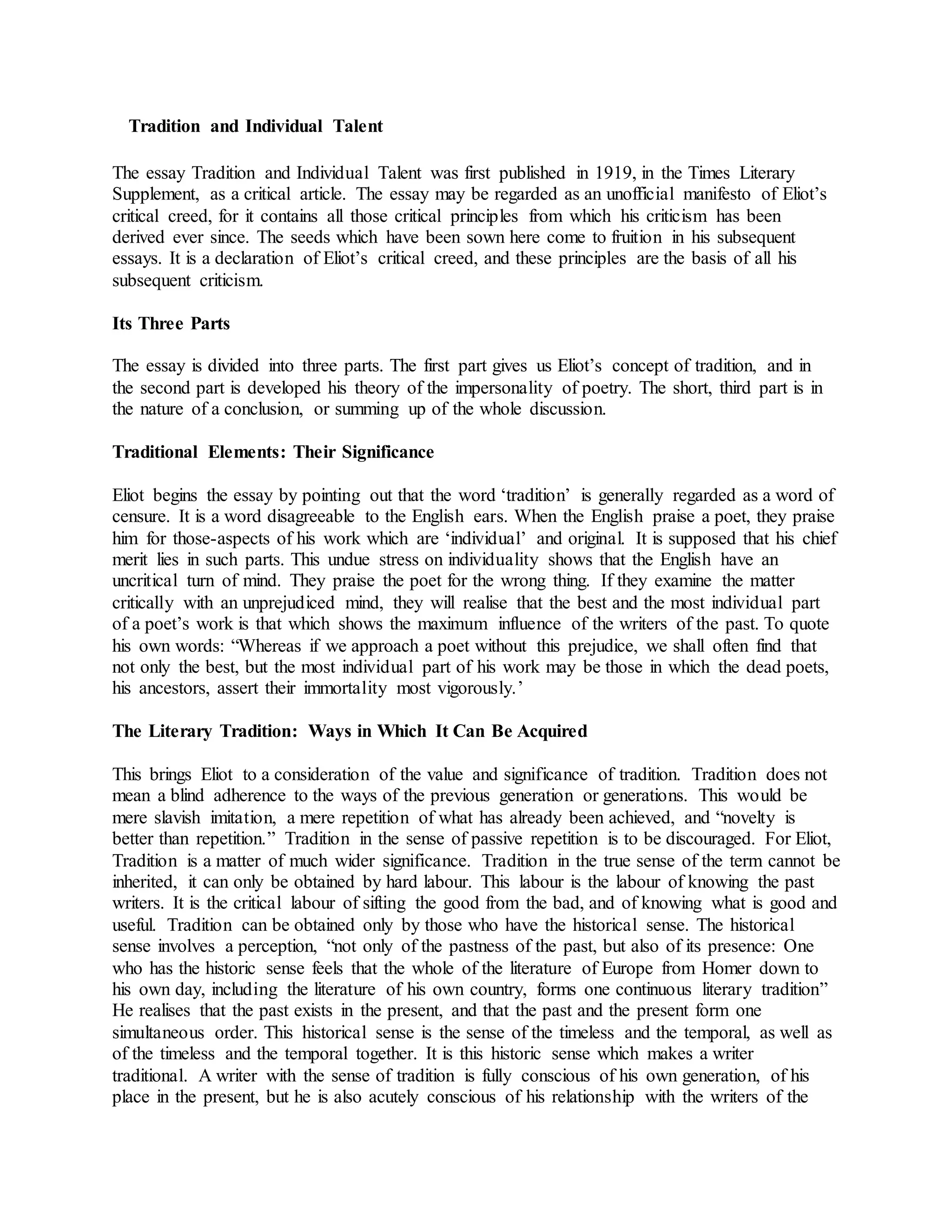 Tradition and individual talent | DOCX