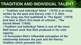 Tradition and individual talent | PPTX