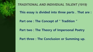 Tradition and individual talent | PPTX