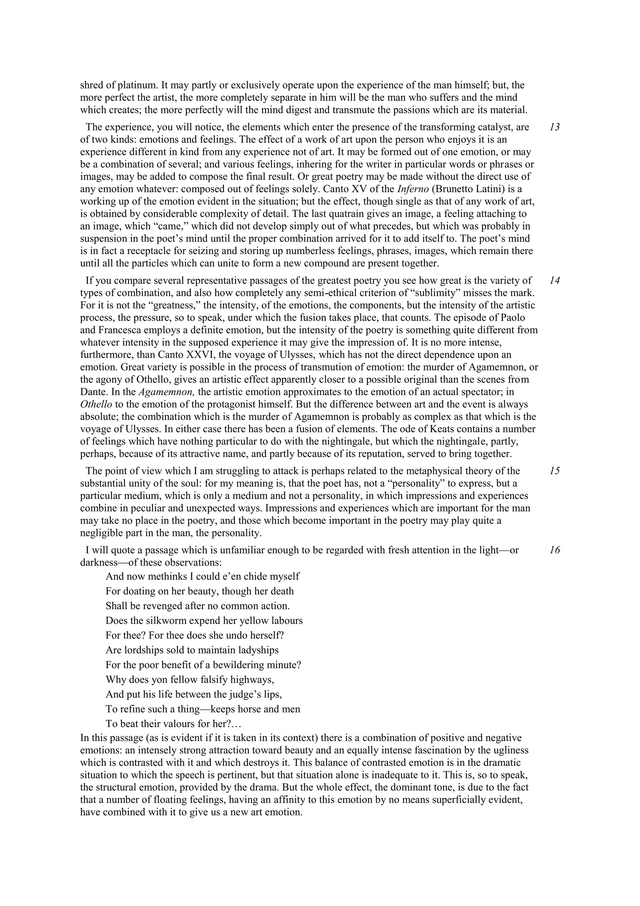 Tradition and the individual talent t. s. eliot | PDF
