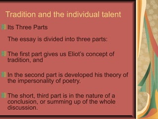 Tradition and the individual talent neo | PPT