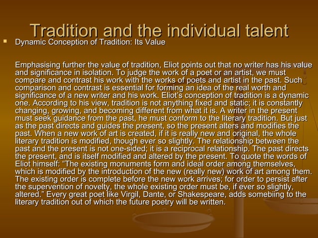 Tradition and the individual talent neo | PPT