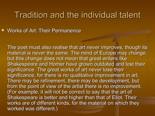 Tradition and the individual talent neo | PPT