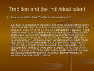 Tradition and the individual talent neo | PPT